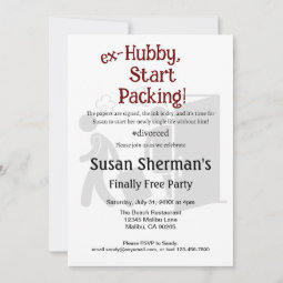 Divorce Party Celebration Ex Hubby Start Packing Invitation | Zazzle