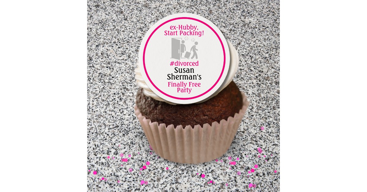 Divorce Party Favor Modern Finally Free Funny Pink Edible Frosting ...