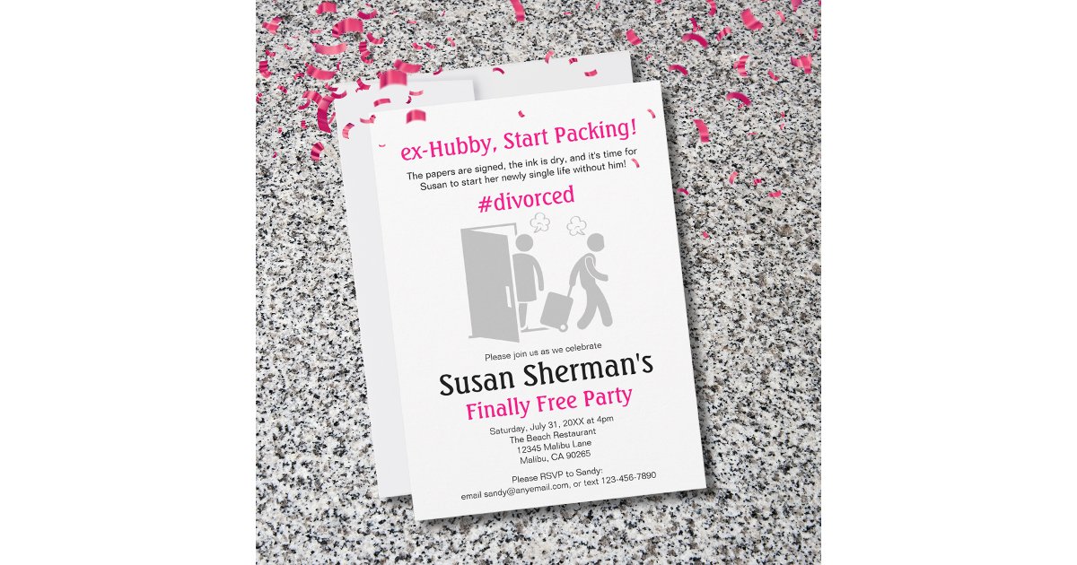 Divorce Party Finally Free Feminine Pink Funny Holiday Card | Zazzle