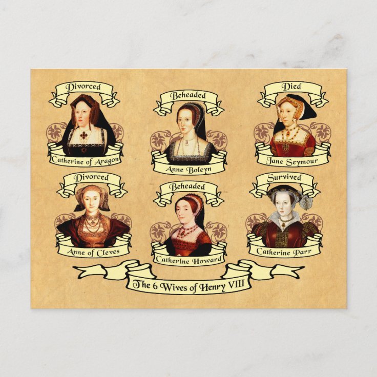 Divorced, Beheaded, DIed... Wives of Henry VIII Postcard | Zazzle