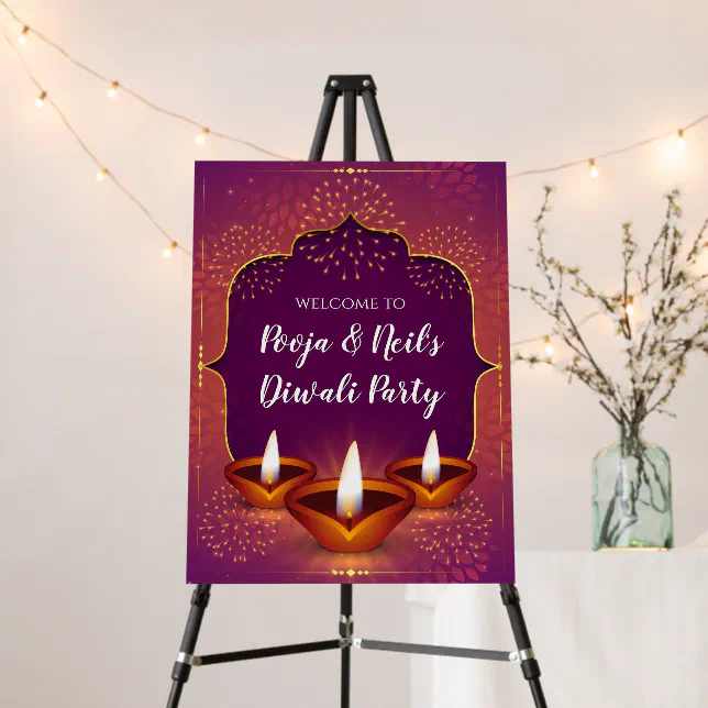 Diwali decor & Diwali Welcome sign Diwali poster | Zazzle