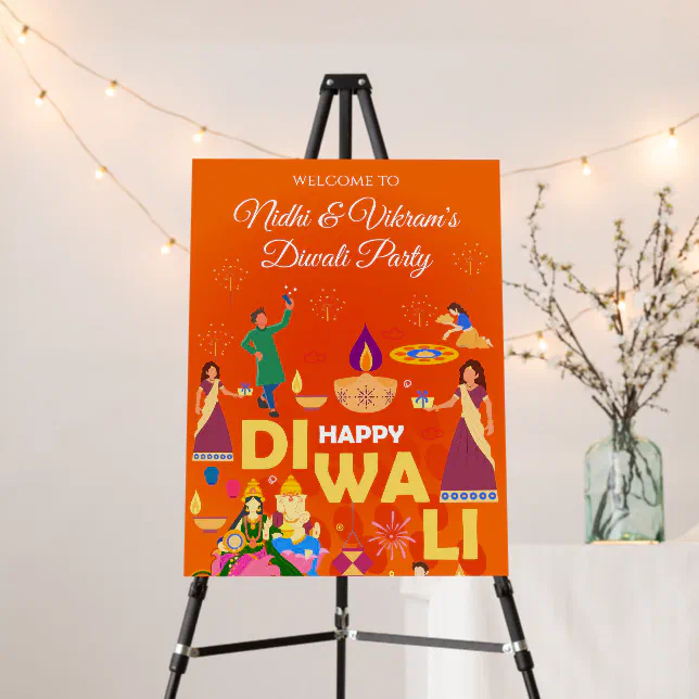 Diwali Dinner welcome signs as Diwali party Signs | Zazzle