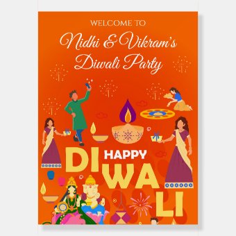 Diwali Dinner welcome signs as Diwali party Signs | Zazzle