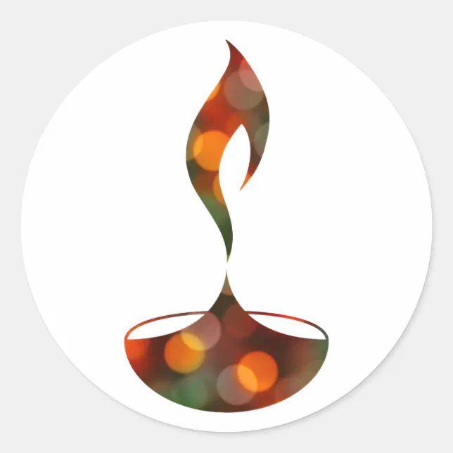 diwali diya bokeh candle classic round sticker | Zazzle
