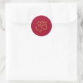 Diwali Gold Deepa in Om Symbol Bright Burgundy Classic Round Sticker ...