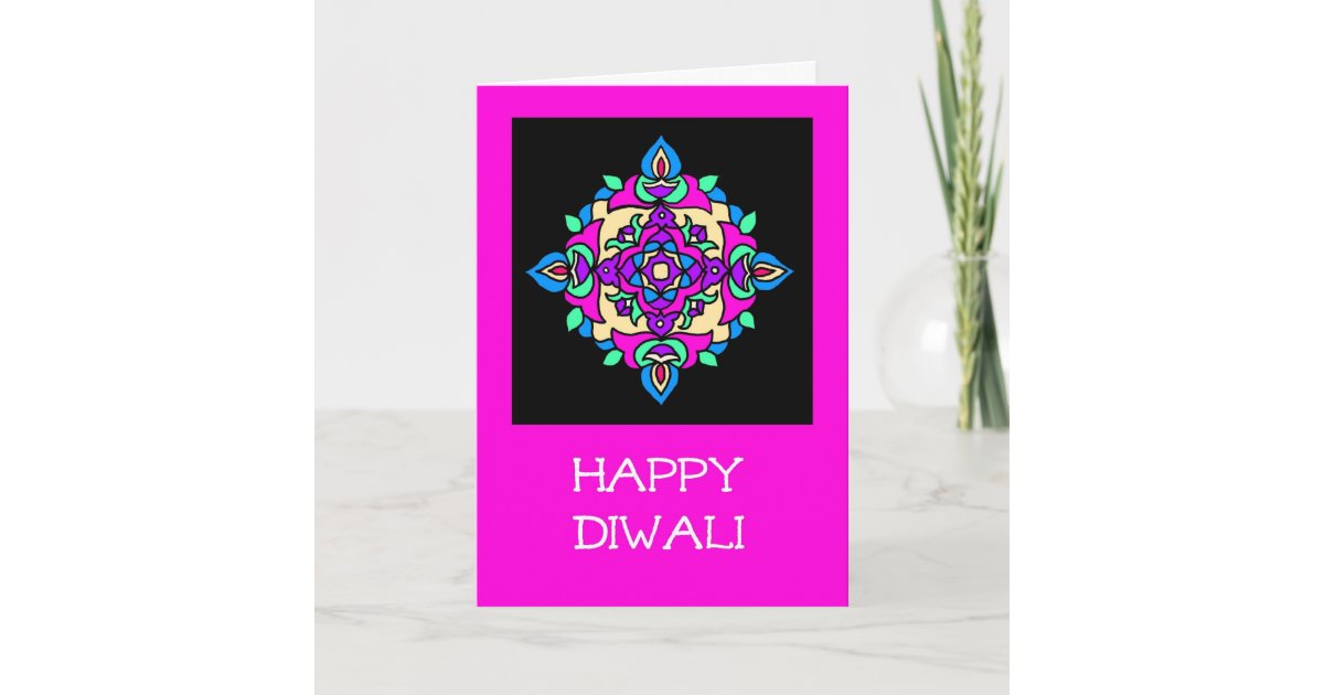 Diwali Greeting Card with Rangoli Pattern | Zazzle