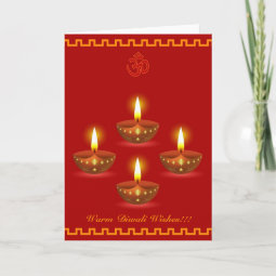 Diwali Greetings with Decorative Glowing Lamps Card | Zazzle