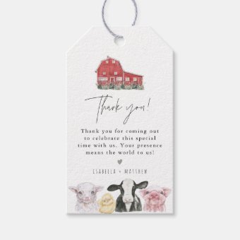 DIXIE Country Red Barn Farm Animal Baby Shower Gift Tags | Zazzle