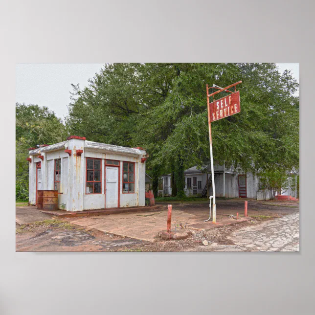 Dixie Gas Station at Texas Museum Poster | Zazzle