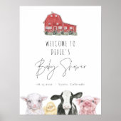DIXIE Red Barn Farm Animal Baby Shower Welcome Poster | Zazzle