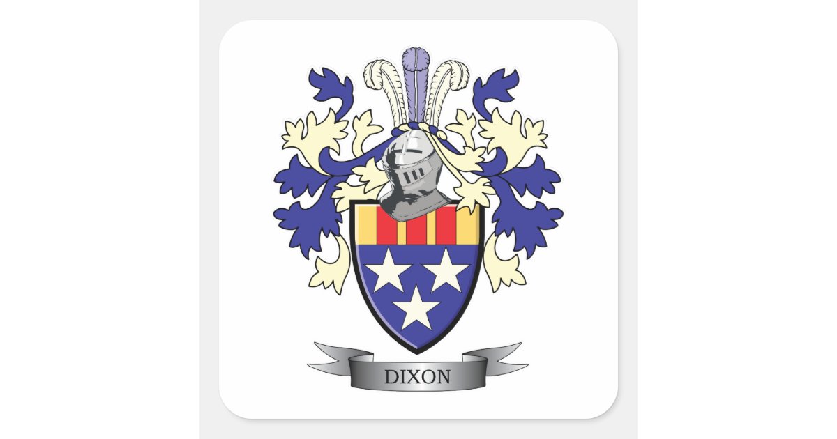 Dixon Family Crest Coat of Arms Square Sticker | Zazzle