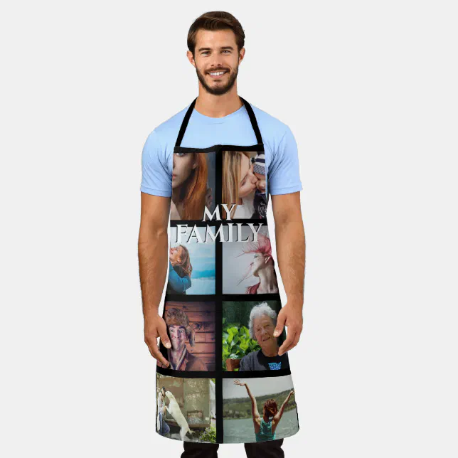 DIY 8 photo custom family picture collage Apron | Zazzle