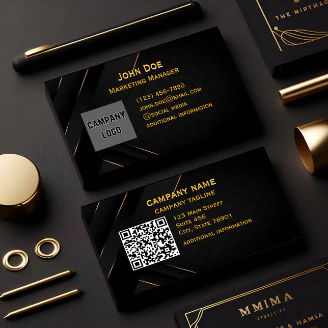 diy advanced qr code website gold Front And Back Business Card | Zazzle