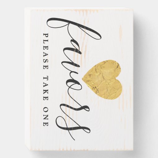 DIY Affordable Gold Foil Heart Wedding Favor Wooden Box Sign | Zazzle