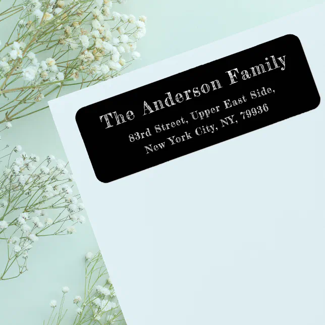 DIY Chalkboard Elegant Black White Return Address Label | Zazzle