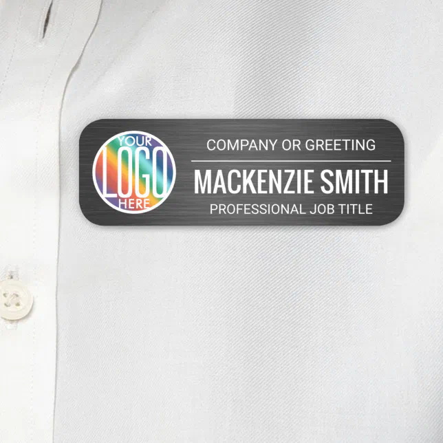 DIY Color Brushed Black Printed Plastic Employee Name Tag | Zazzle