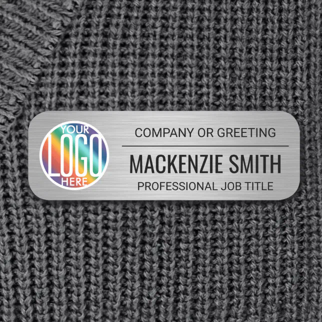 DIY Color Brushed Gray Printed Plastic Employee Name Tag | Zazzle
