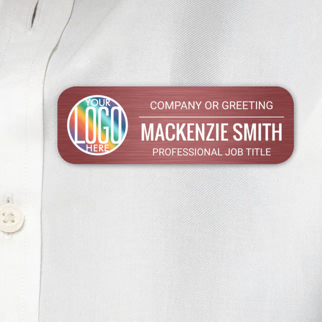 DIY Color Brushed Red Printed Plastic Employee Name Tag | Zazzle