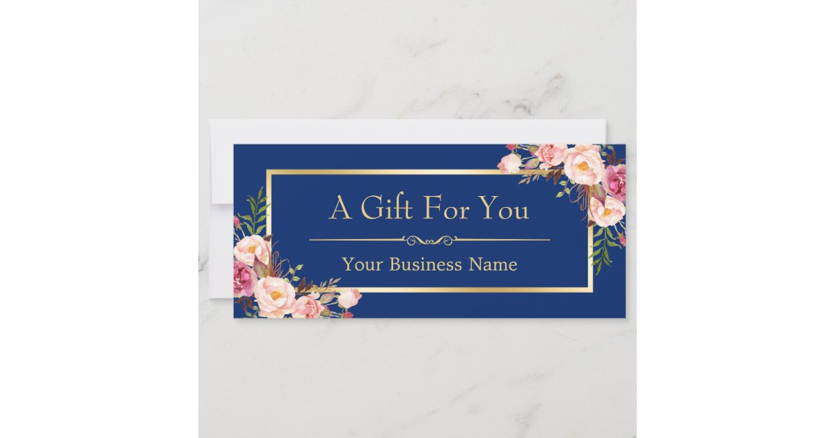 DIY Color | Floral Gold Gift Certificate Card | Zazzle