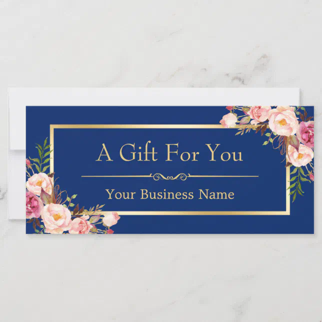 DIY Color | Floral Gold Gift Certificate Card | Zazzle