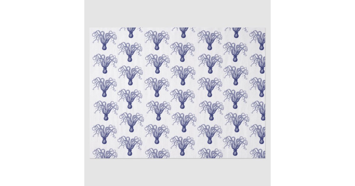 DIY Color Vintage Stylized Octopus Drawing #8 Blue Tissue Paper | Zazzle