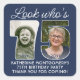 DIY Colors • Look Who's 75 Birthday Party 2 Photo Square Sticker | Zazzle