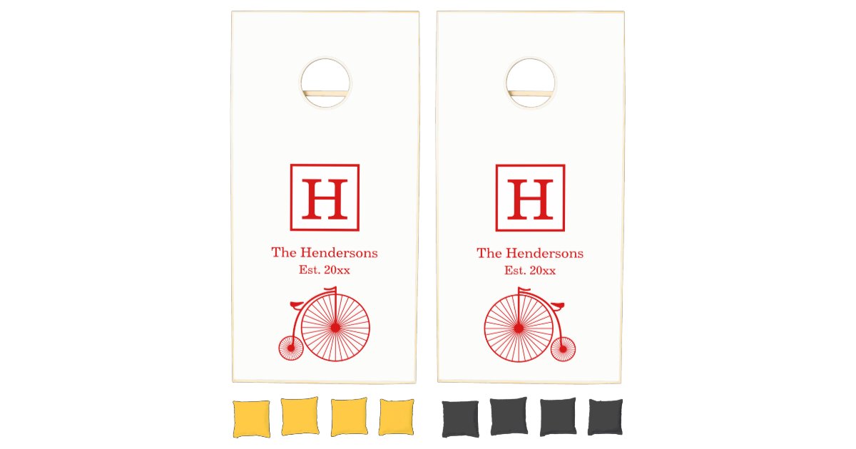 DIY Colors Velocipede Penny Farthing Bike Red Cornhole Set | Zazzle