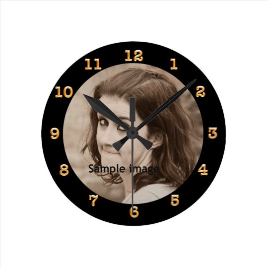 DIY Create Your Own Black | Personalized Photo Round Clock | Zazzle.com