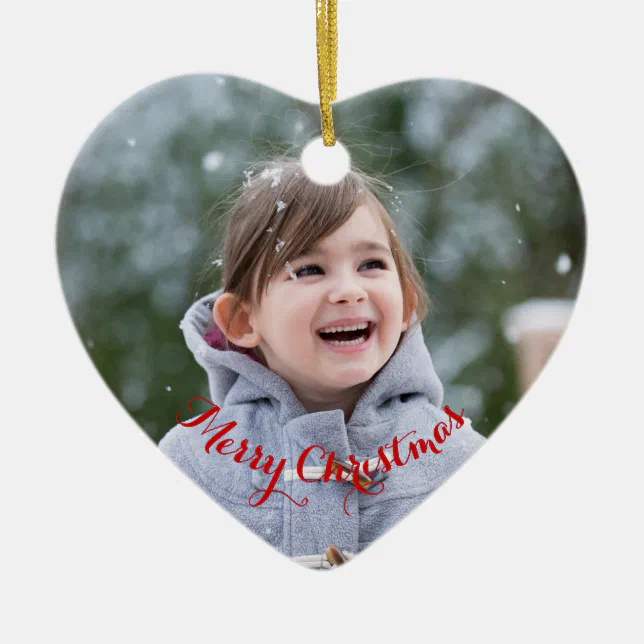 DIY Create Your Own Heart Photo Holiday Christmas Ceramic Ornament | Zazzle