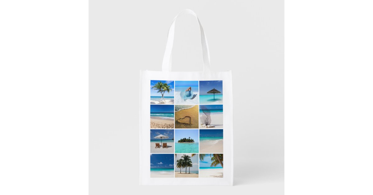 DIY Custom Photo Collage Grocery Bag | Zazzle