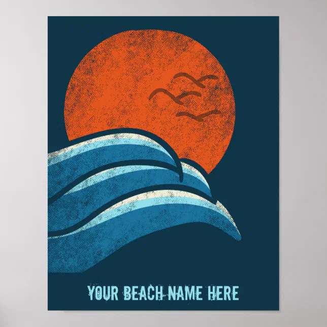 DIY Custom Travel Poster Beach Ocean Surfing Theme | Zazzle