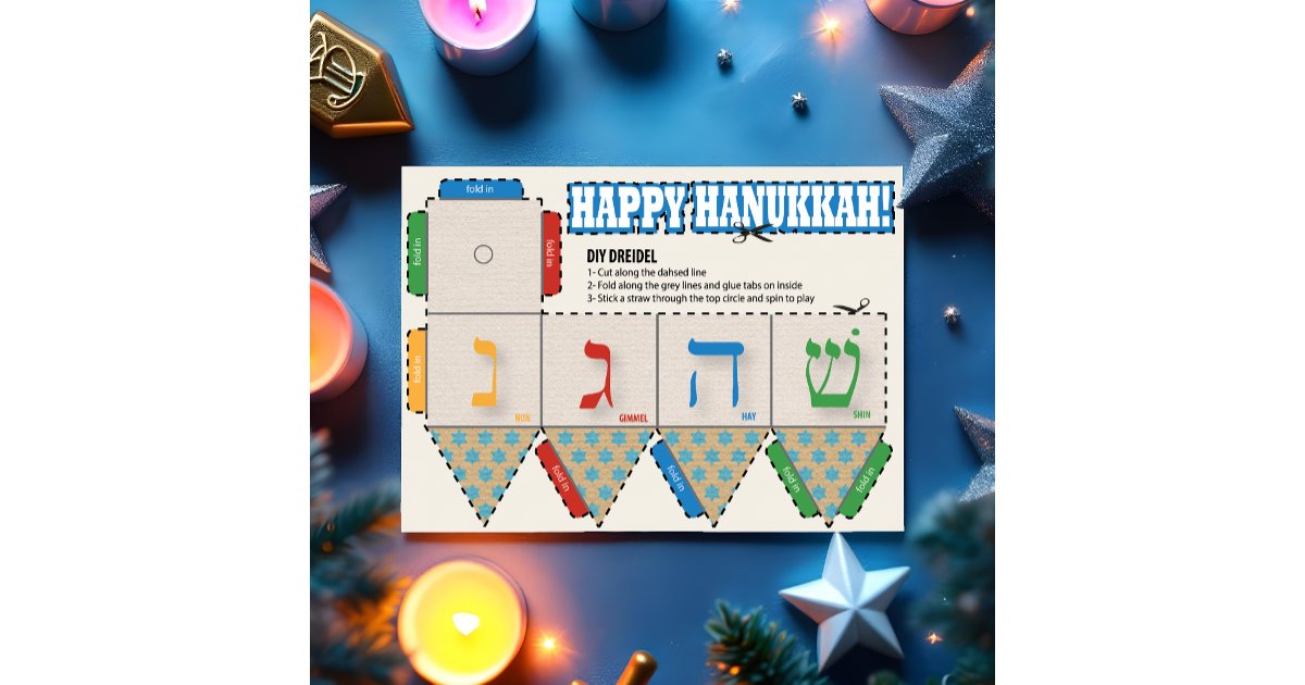 DIY Dreidel Happy Hanukkah Greeting Card | Zazzle
