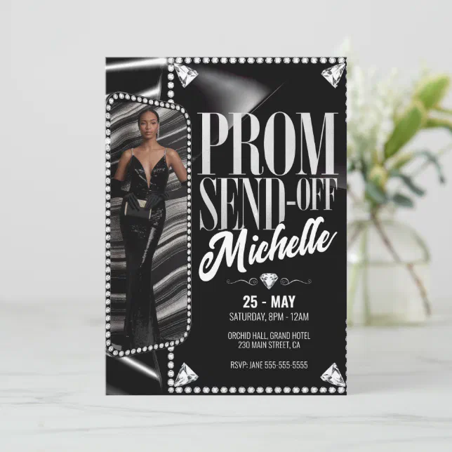 DIY Elegant Prom Send Off Photo Graduation Invitation | Zazzle