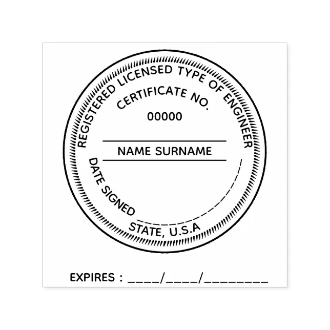 DIY Engineer Registered Licensed Professional Self-inking Stamp | Zazzle