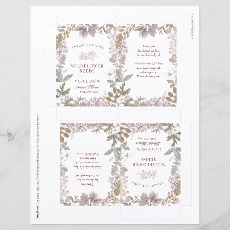 DIY Flower Seed Packets Bridal Shower Favor | Zazzle