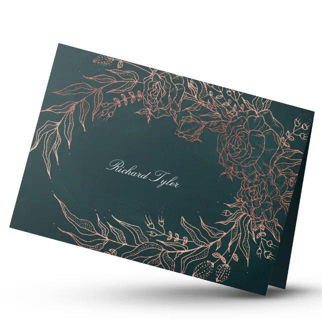 DIY Folded Emerald Green Rose Gold Place Cards | Zazzle