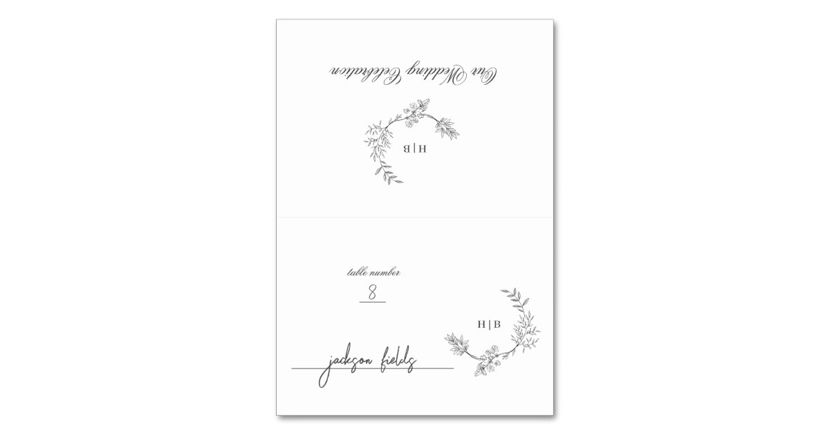 DIY Folded Floral Wreath Monogram Place Card | Zazzle