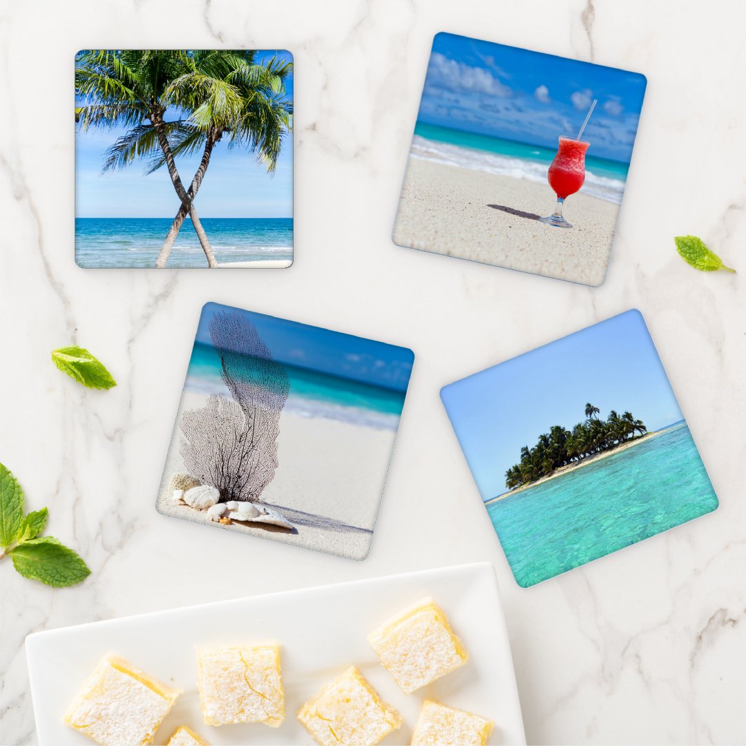 DIY Four Custom Photo Coaster Set | Zazzle