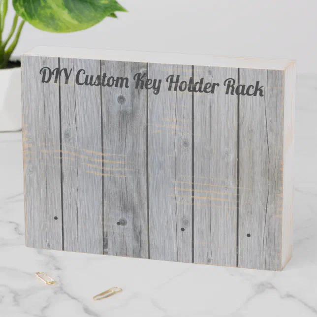 DIY Four Place Decorative Key Hook Weathered Look Wooden Box Sign | Zazzle