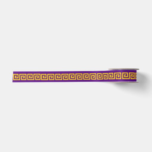 DIY Greek Key S & Background Color Gold Purple Satin Ribbon | Zazzle