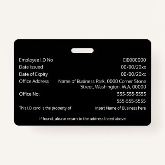 DIY ID card faux silver black | photo logo Badge | Zazzle