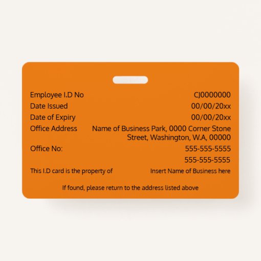 DIY ID card faux silver orange photo logo template Badge | Zazzle