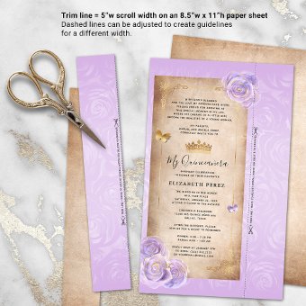 DIY Light Purple Gold Quince Scroll Invitations | Zazzle