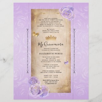 DIY Light Purple Gold Quince Scroll Invitations | Zazzle