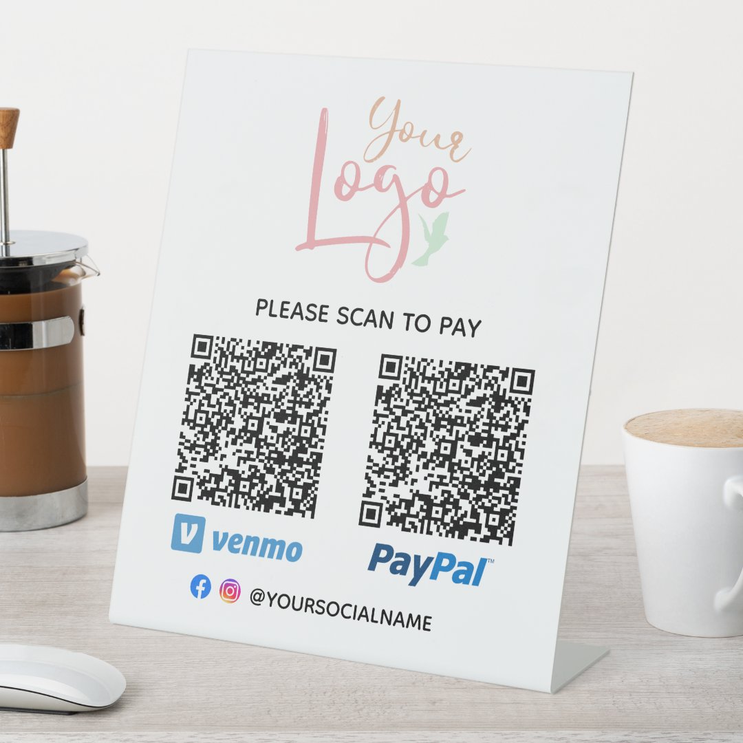 DIY Logo Scan to Pay Pedestal Sign | Zazzle