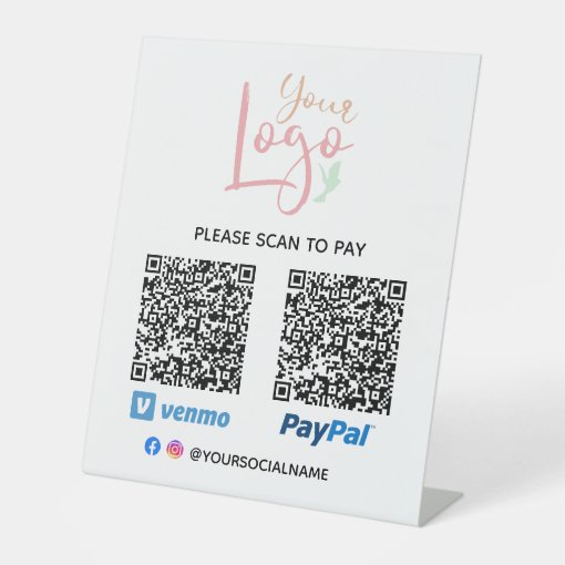 DIY Logo Scan to Pay Pedestal Sign | Zazzle