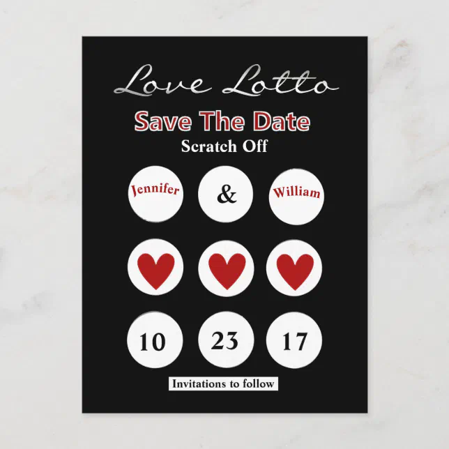 DIY Lotto Scratch Off Save the Date Post Card | Zazzle