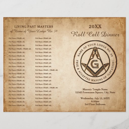 DIY Masonic Program Template Freemason Stationery | Zazzle