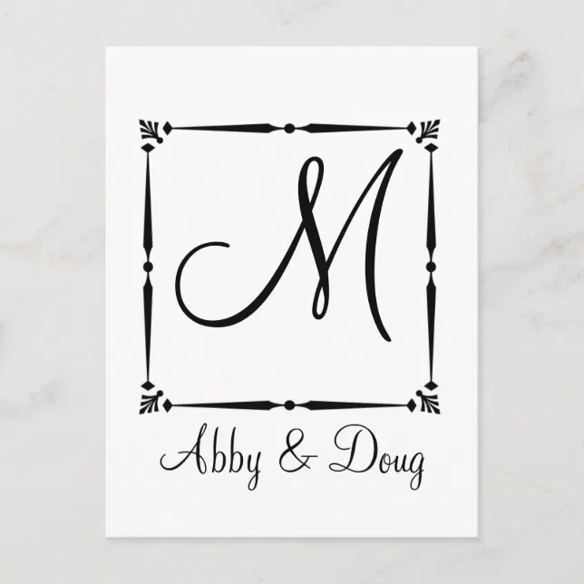 DIY Monogram template with decorative border Postcard | Zazzle