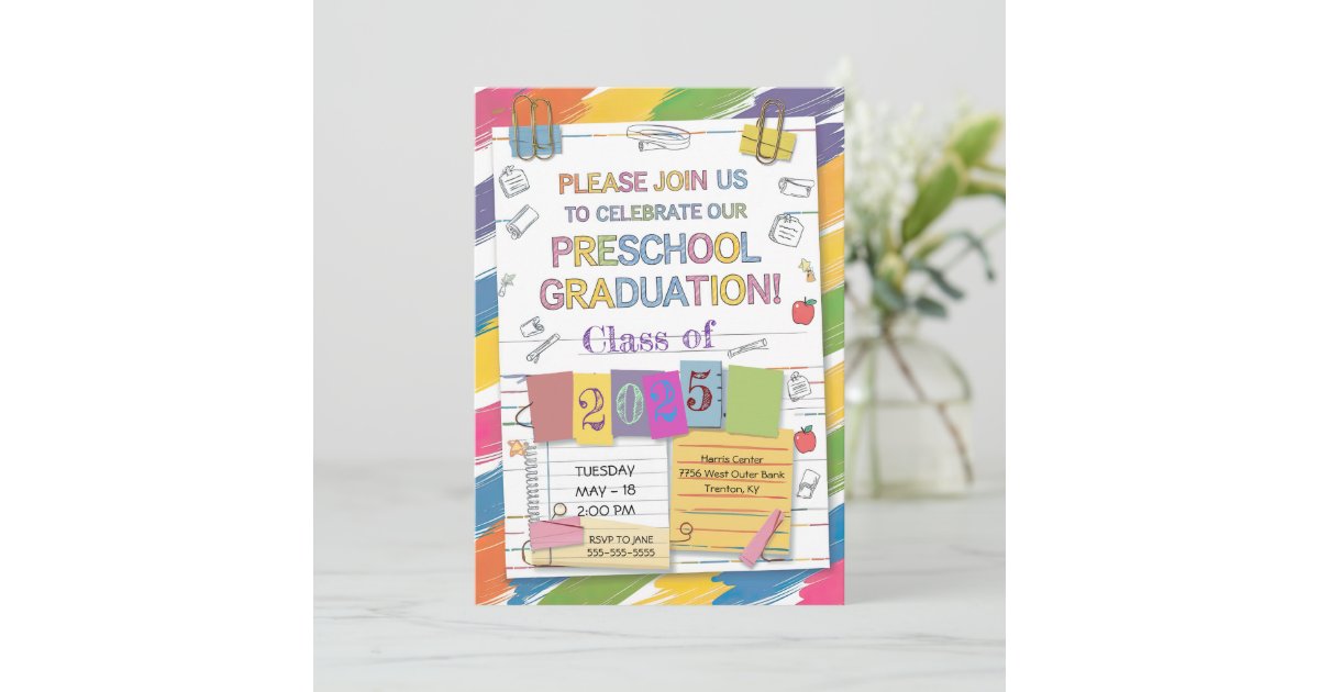 DIY Notebook Paperclip Preschool Graduation Crayon Invitation | Zazzle